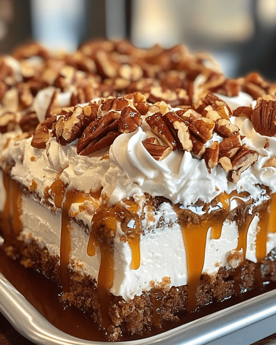 Butter Pecan Praline Poke Cake