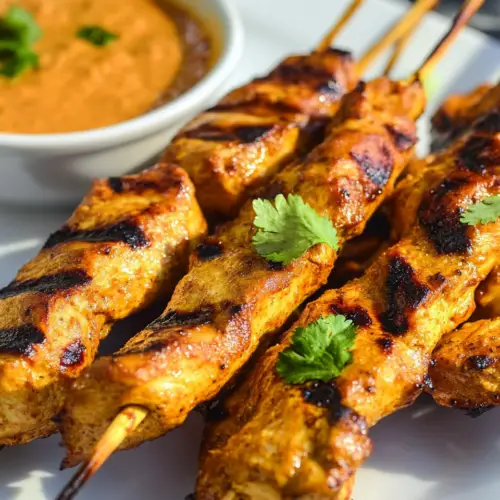 Thai Chicken Satay with Spicy Peanut Dipping Sauce